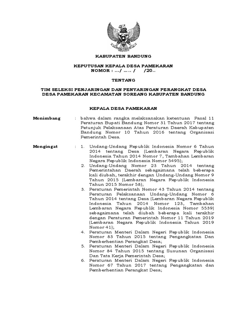 Draft SK Panitia (SOTK) | PDF