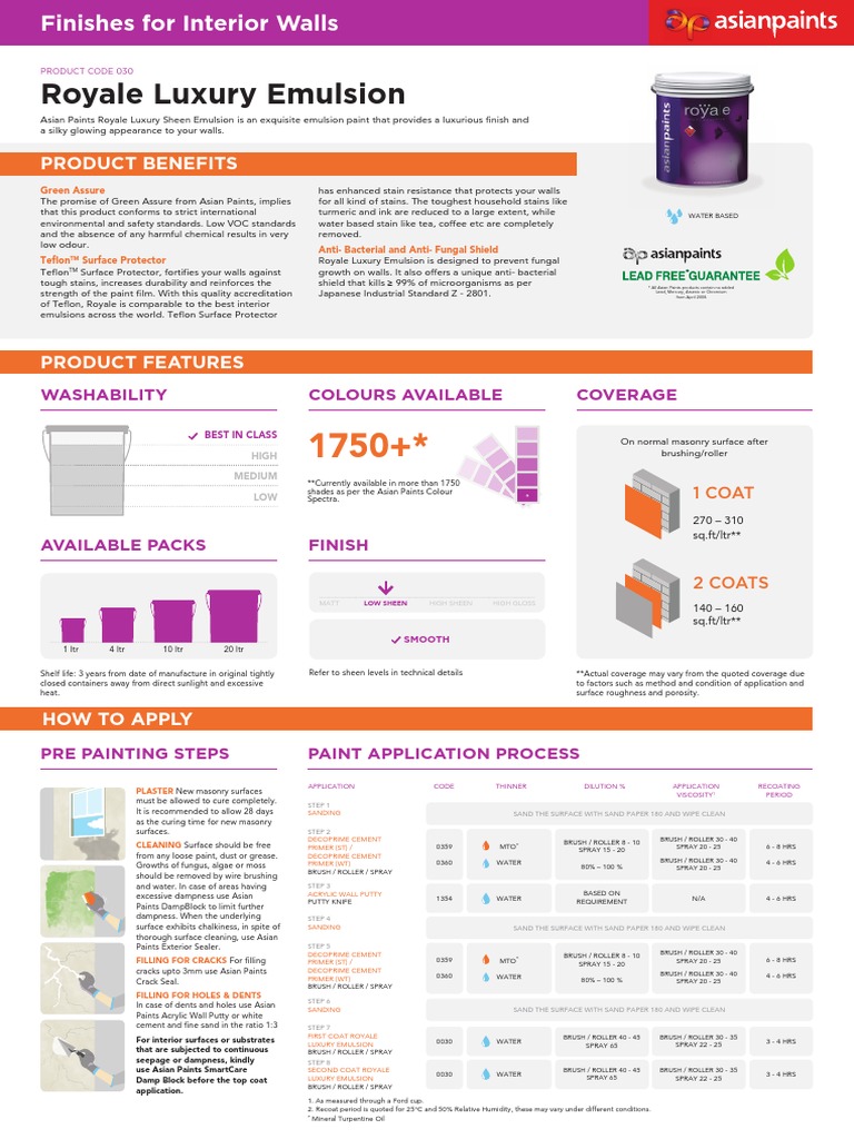 Royale Luxury Emulsion: Product Benefits | PDF | Paint | Acrylic Paint