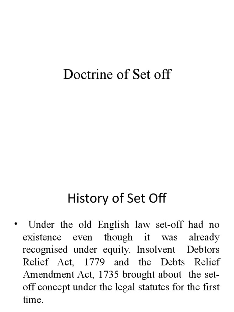 The Doctrine of Set-Off: A Comprehensive Overview of the History ...