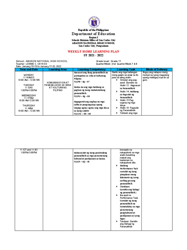 WHLP q2 Week 7 8 LCC | PDF
