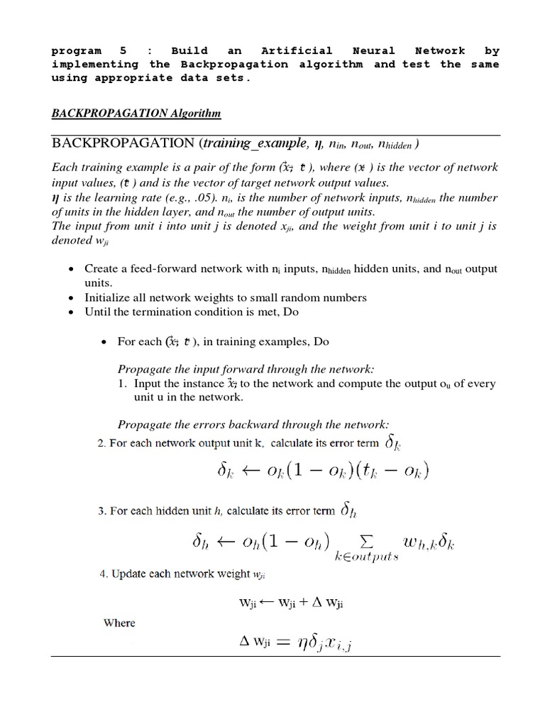 BACKPROPAGATION (Training - Example, Ƞ, N | PDF | Artificial ...