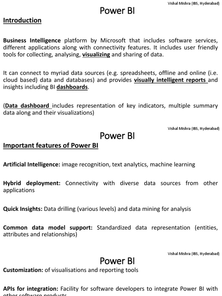 Power BI: Business Intelligence Platform by Microsoft That Includes Software Services | PDF ...