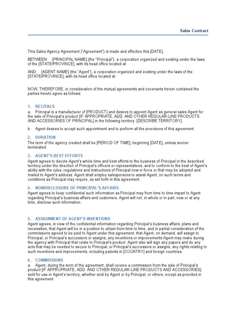 Contract Recitals in Sales Agreement | PDF | Law Of Agency | Insurance