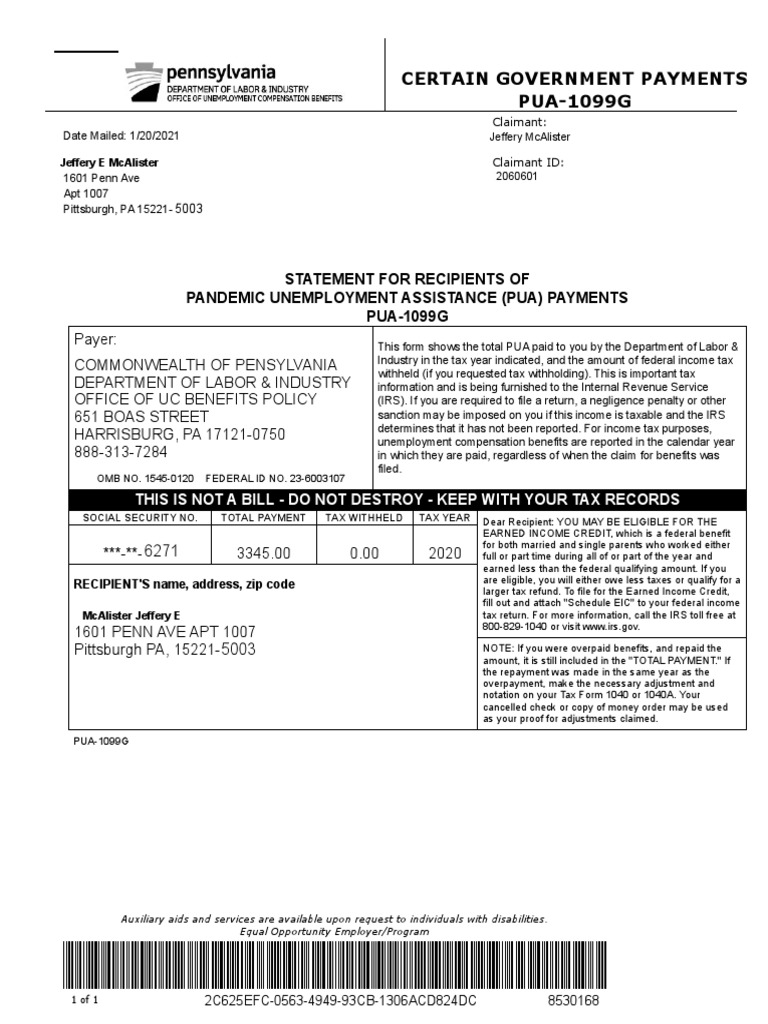 Statement For Recipients of Pandemic Unemployment Assistance (Pua ...