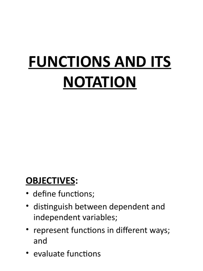 Functions And Their Notation A Guide To Evaluating And Expressing Functions Pdf Function