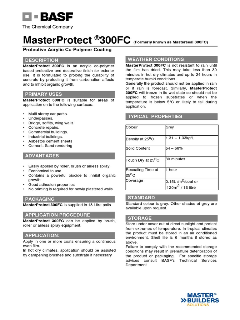 MasterProtect 300FC - 1 | Download Free PDF | Concrete | Plaster