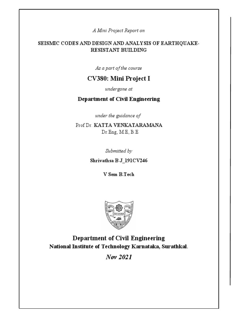 CV380: Mini Project I: Department of Civil Engineering | PDF ...