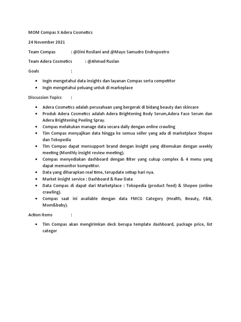 Insights Adera Cosmetics dan Compas | PDF