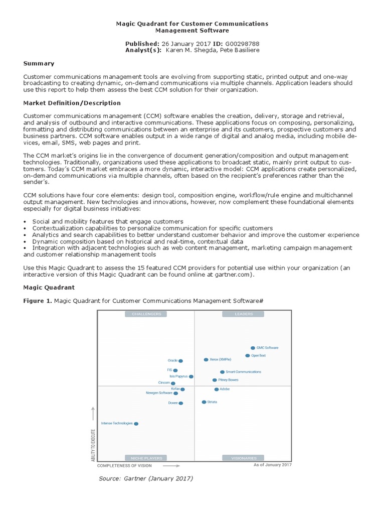 2017 Magic Quadrant for CCM Software | PDF | Cloud Computing | Customer ...