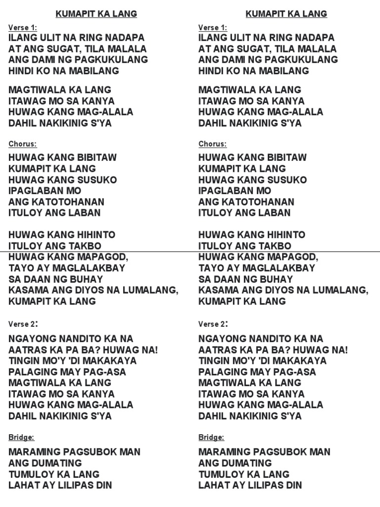 KUMAPIT KA LANG Lyrics | PDF