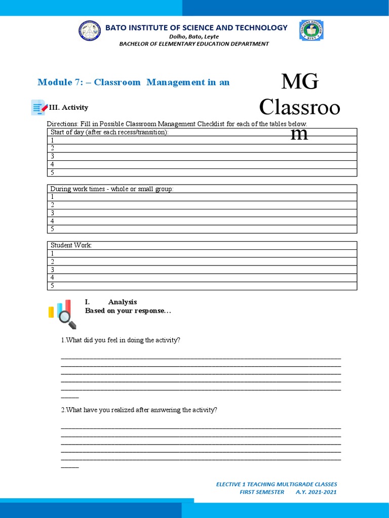 5.1 Elective 1 Module 7 Lesson 13 & 14 Activity Sheets | PDF | Classroom Management | Behaviorism