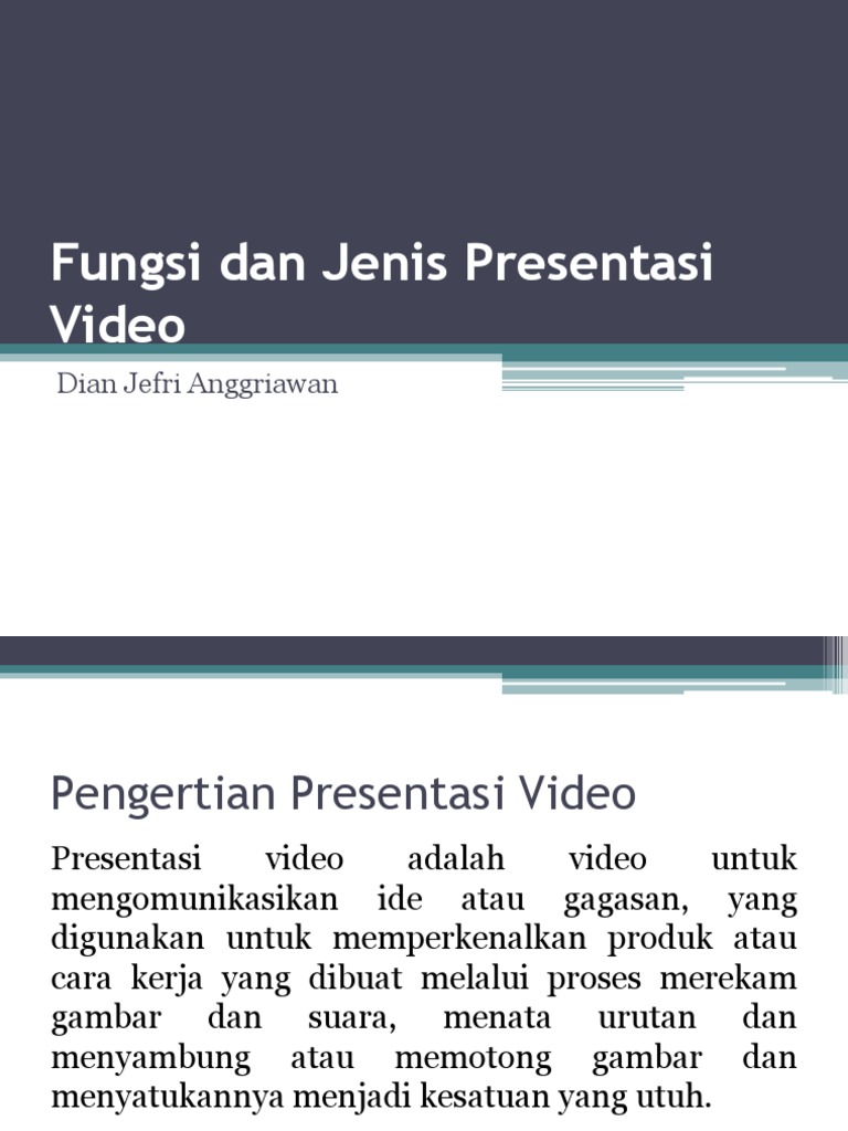 Fungsi Dan Jenis Presentasi Video | PDF