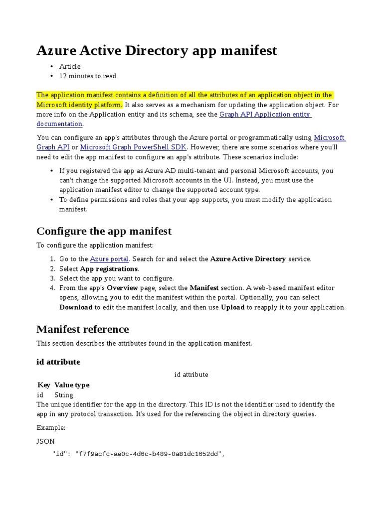 Configuring Application Attributes Through the Application Manifest ...