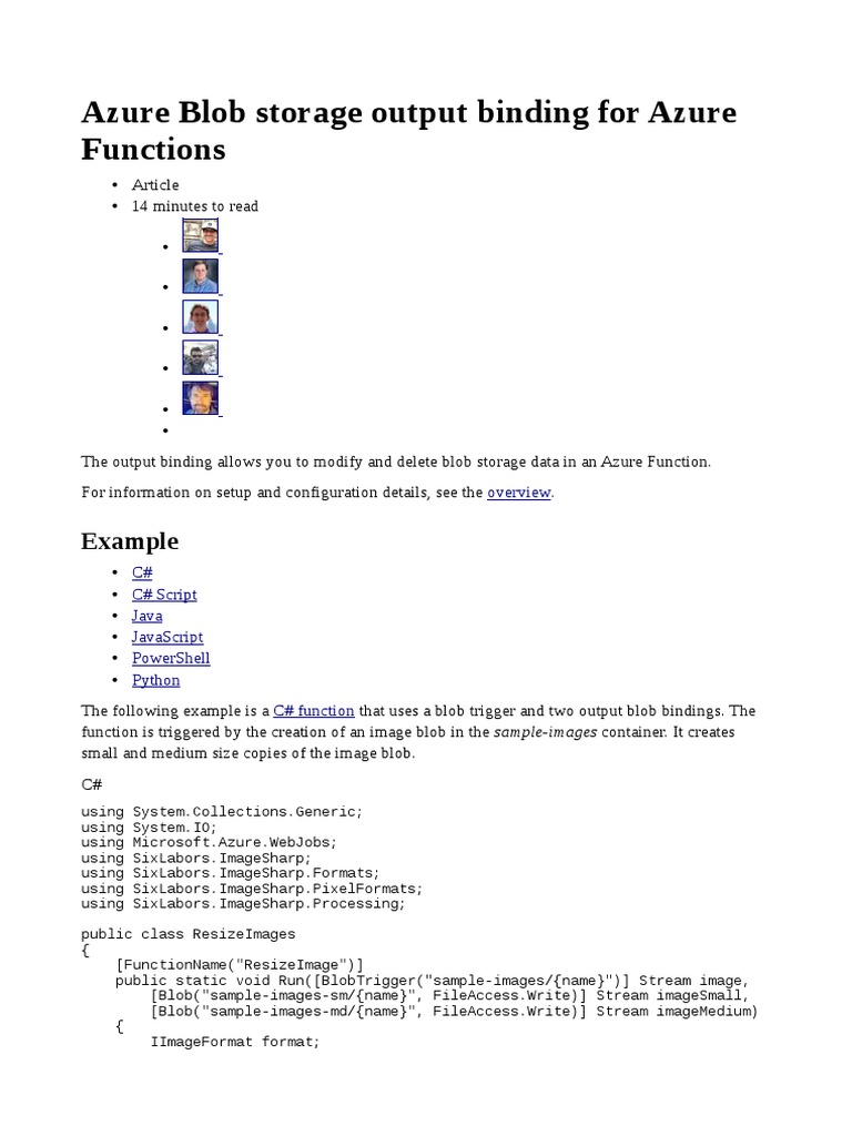 Blob Storage Output Bindings | PDF | C Sharp (Programming Language) | Subroutine
