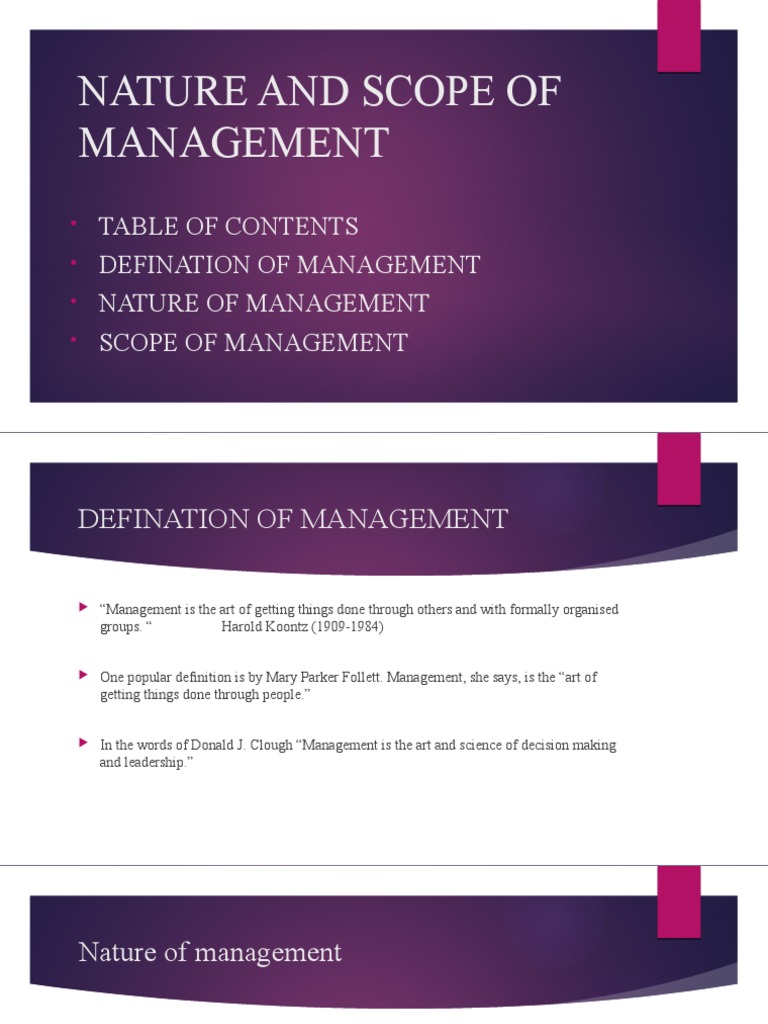 Nature and Scope of Management | PDF
