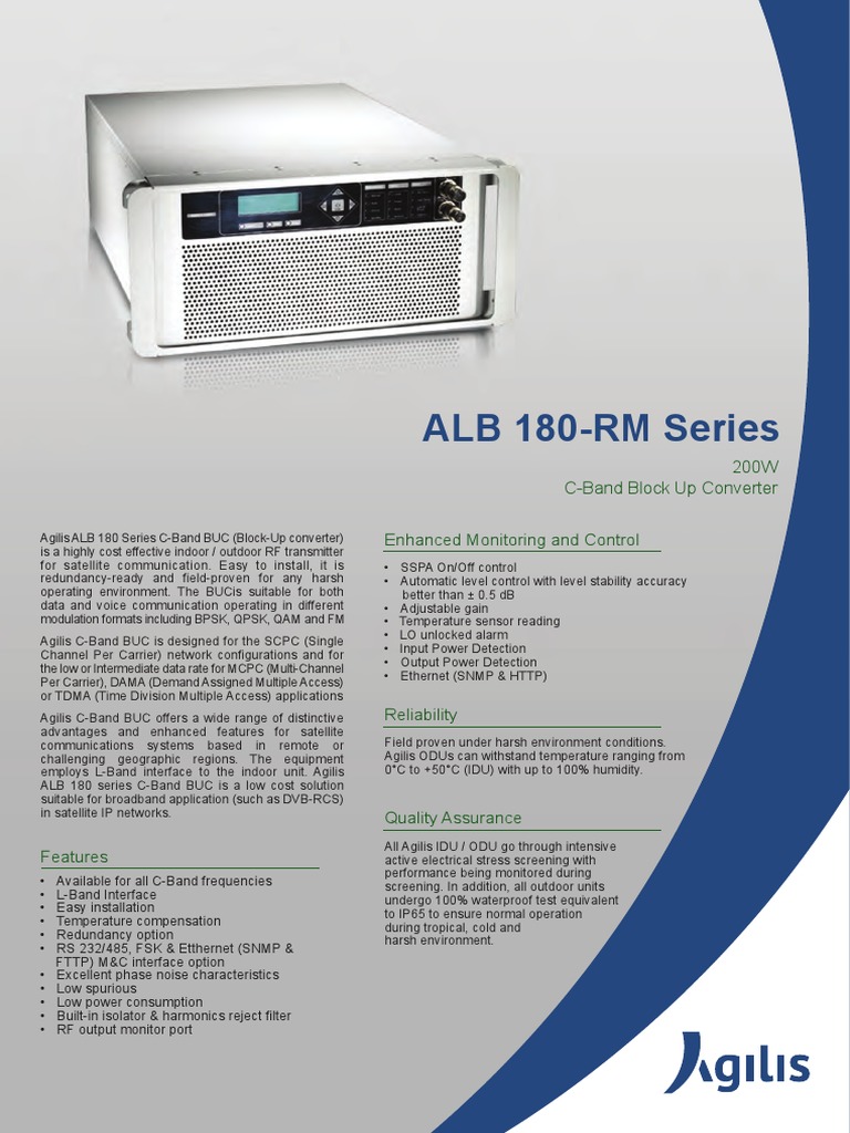 Agilis ALB 180 C-Band BUC Overview | PDF | Electromagnetic ...