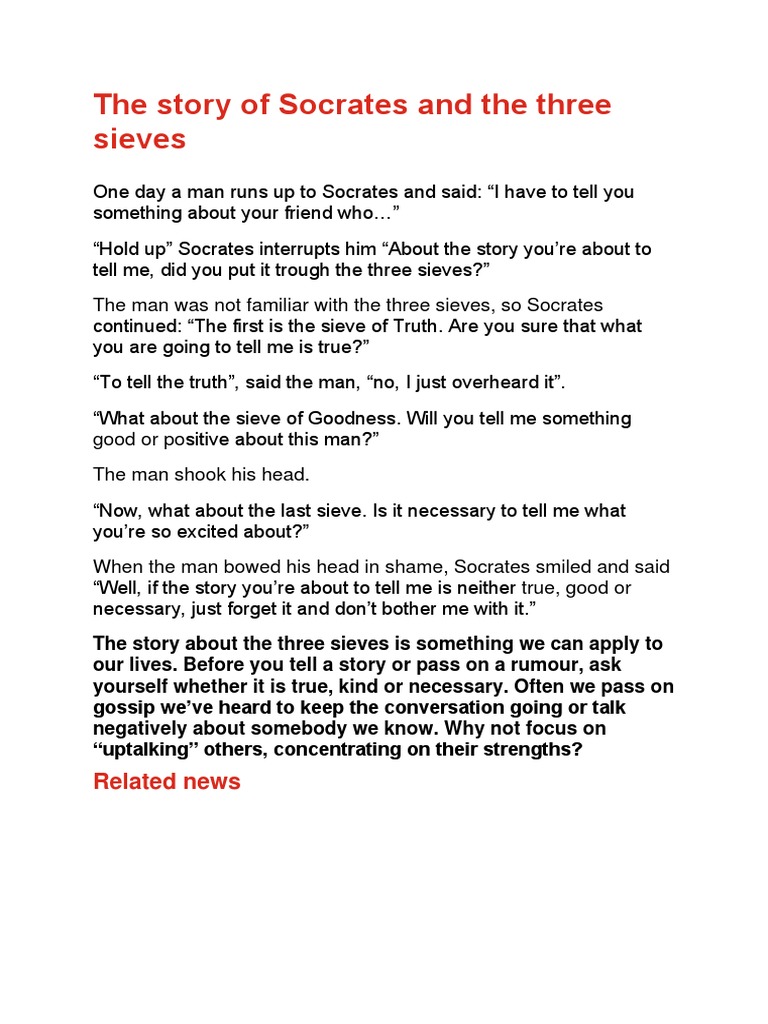 The Story of Socrates and The Three Sieves | PDF