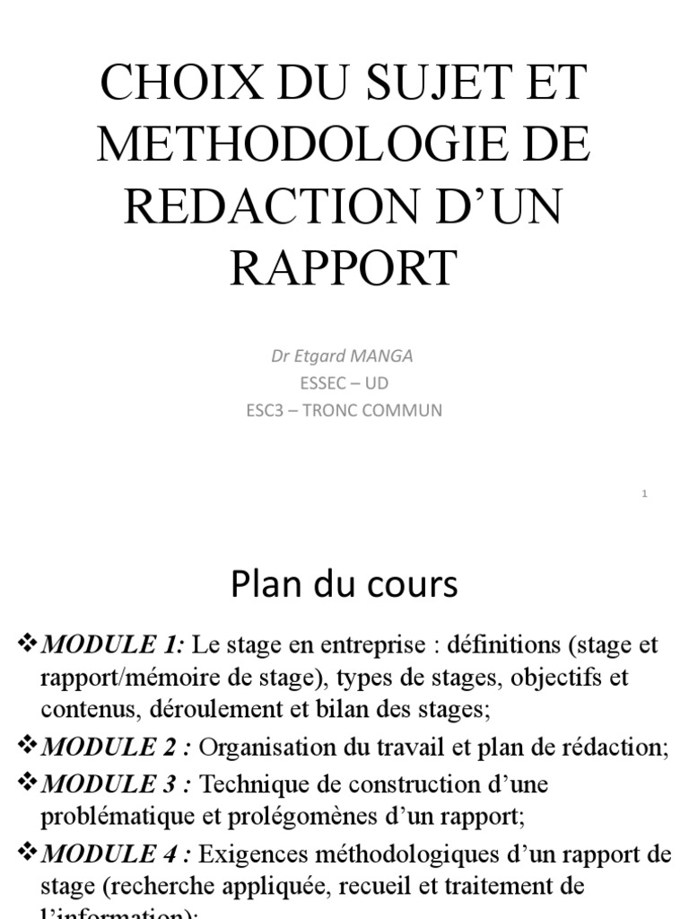 Choix Du Sujet Et Methodologie de Redaction Du Rapport 2019-2020 - Copie | PDF | Analyse des ...