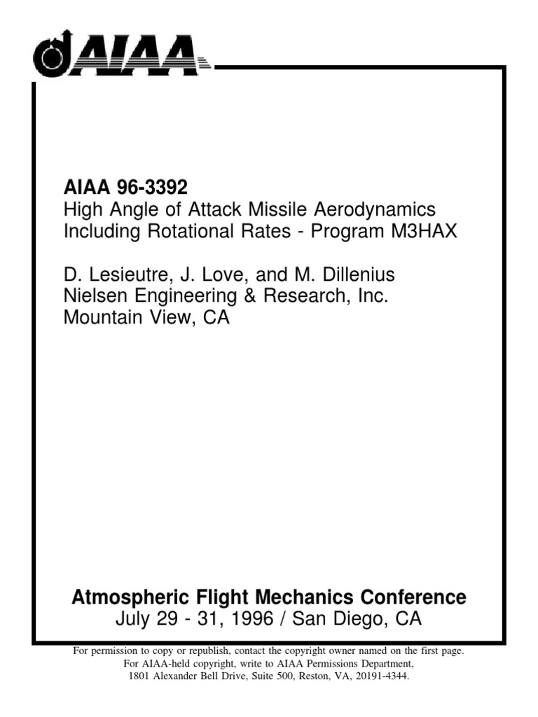 Aiaa 1996 3392 | PDF | Aerodynamics | Fluid Dynamics