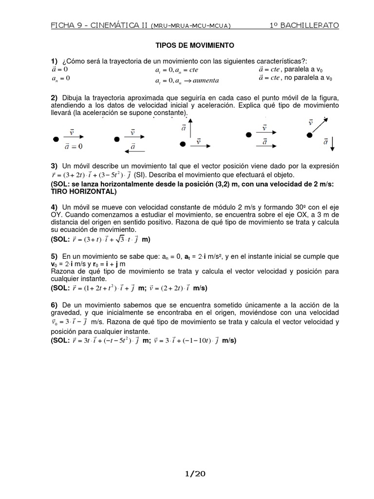 Ficha 9 - Cinemã Tica Ii (Mru-Mrua-Mcu-Mcua) | Descargar gratis PDF | Cinemática | Velocidad