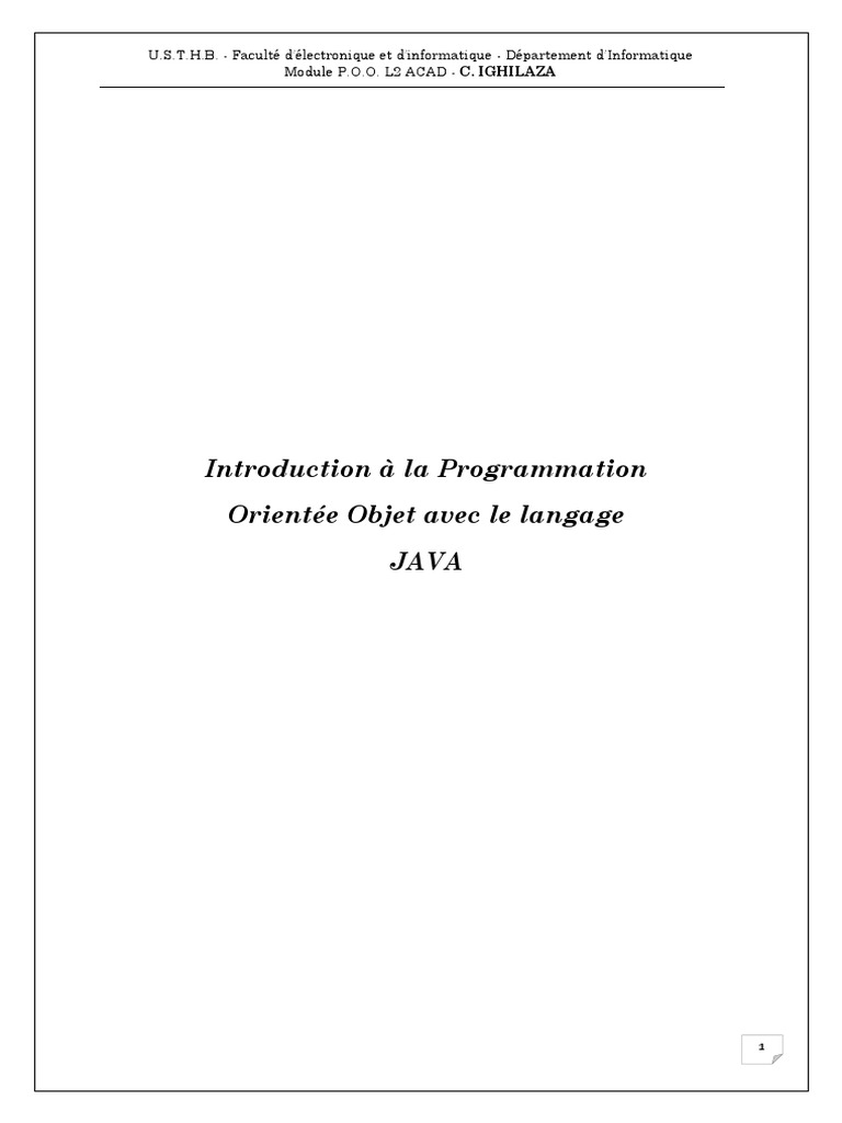 Cours POO | PDF | Classe (informatique) | Programmation informatique Cours POO | PDF | Classe (informatique) | Programmation informatique