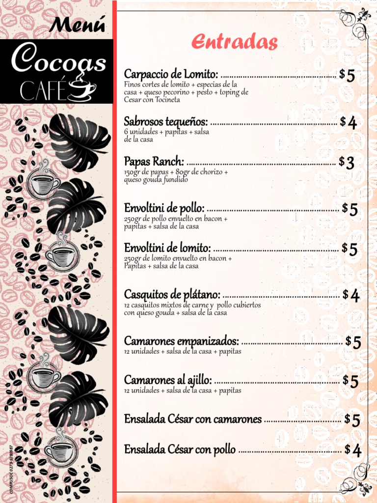 Menú Variado: Entradas, Picadas y Paninis | PDF | pesto | Carne