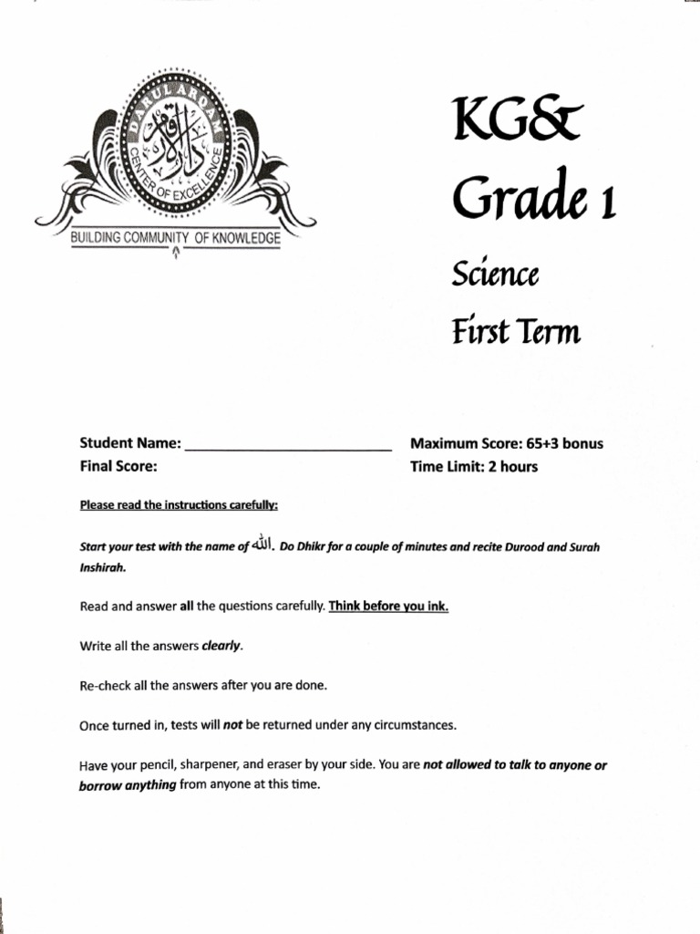 KG and 1st Grade Science | PDF