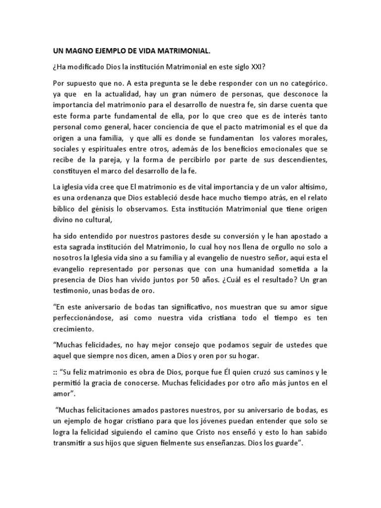 Un Magno Ejemplo de Vida Matrimonial Finsl | PDF | Matrimonio | Amor