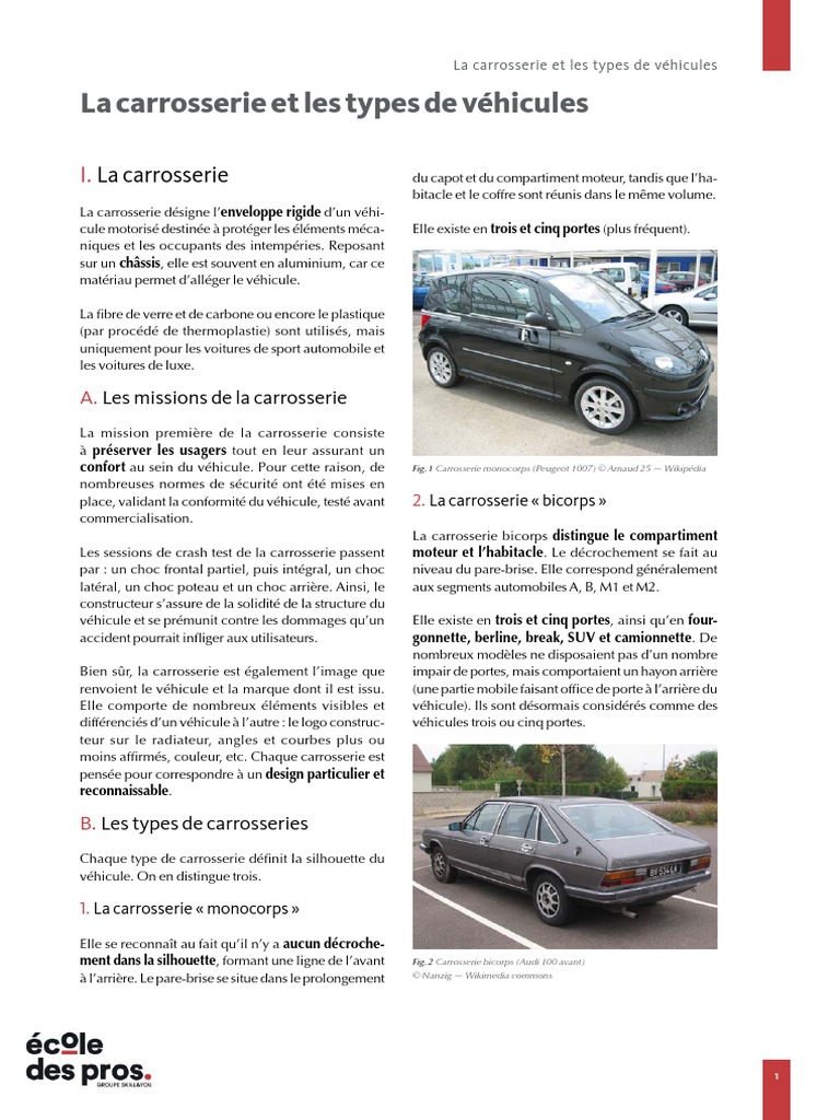 La Carrosserie Et Les Types de Vehicule | PDF | Véhicule de sport | Pick-up