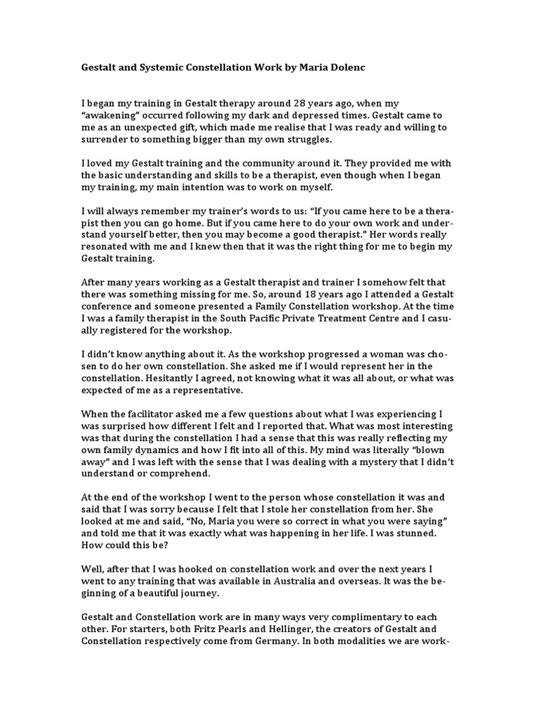 Gestalt and Systemic Constellation Work by Maria Dolenc | PDF | Gestalt ...