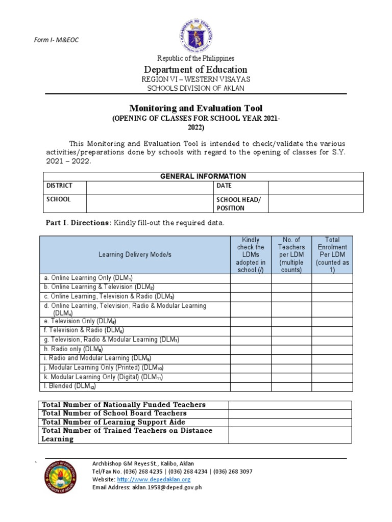 Department of Education: Monitoring and Evaluation Tool | PDF | Computing