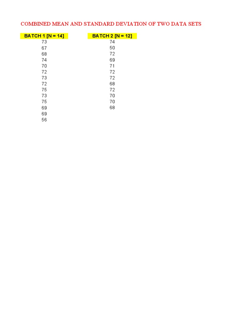 ASDM Exercise 3 Set - Combined Mean & Standard Deviation | PDF