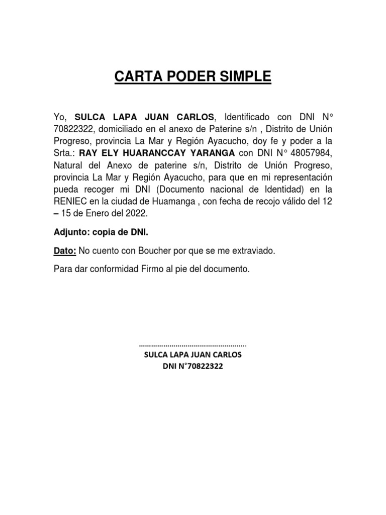 Carta Poder 2022 | PDF