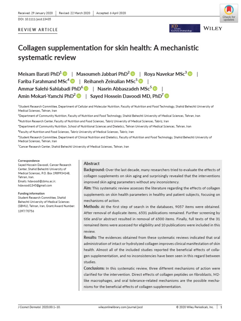 Collagen Supplementation For Skin Health: A Mechanistic Systematic ...