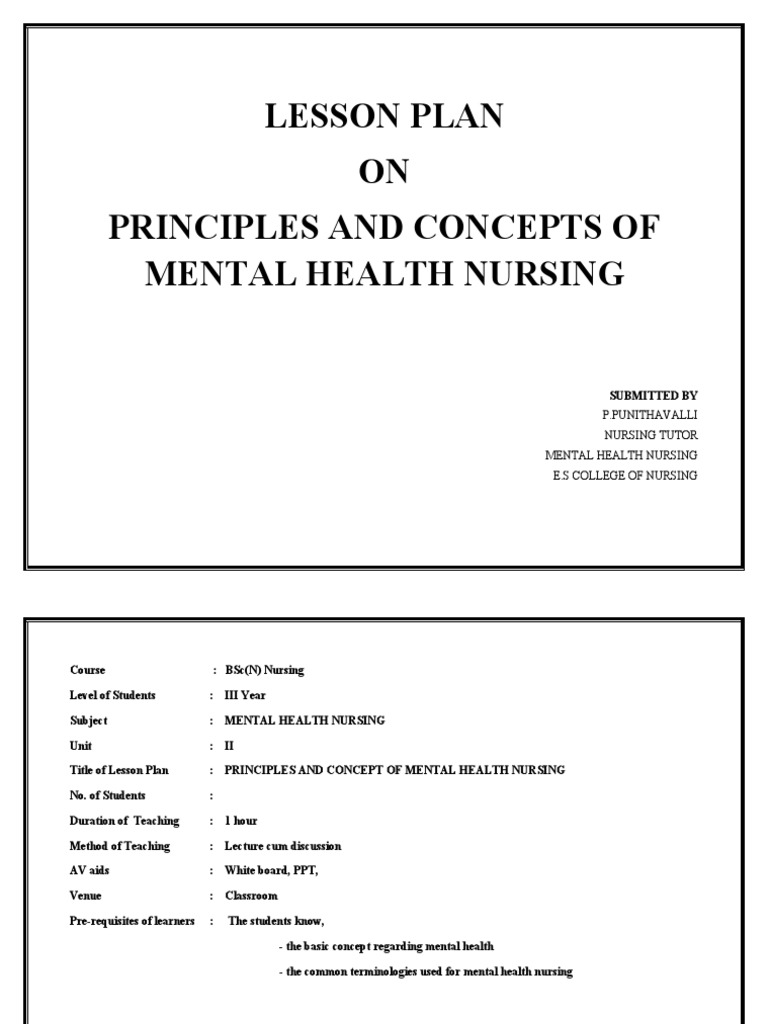 Lesson Plan On MHN Unit II | PDF | Diagnostic And Statistical Manual Of ...