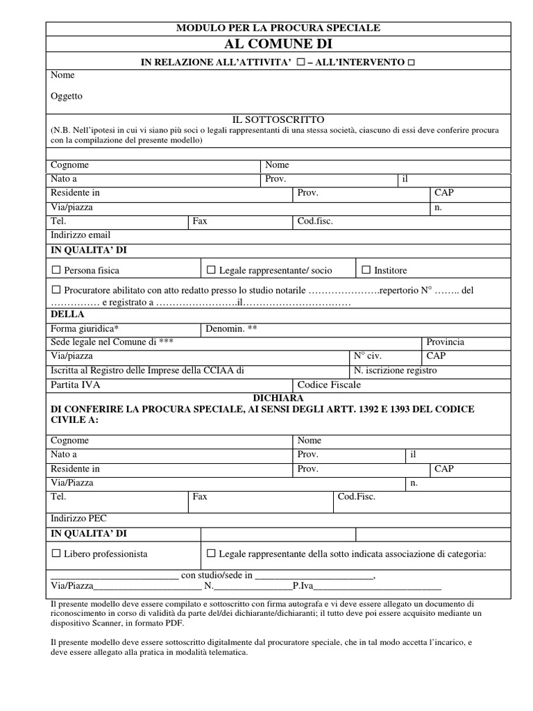Fac Simile Procura A Vendere | PDF