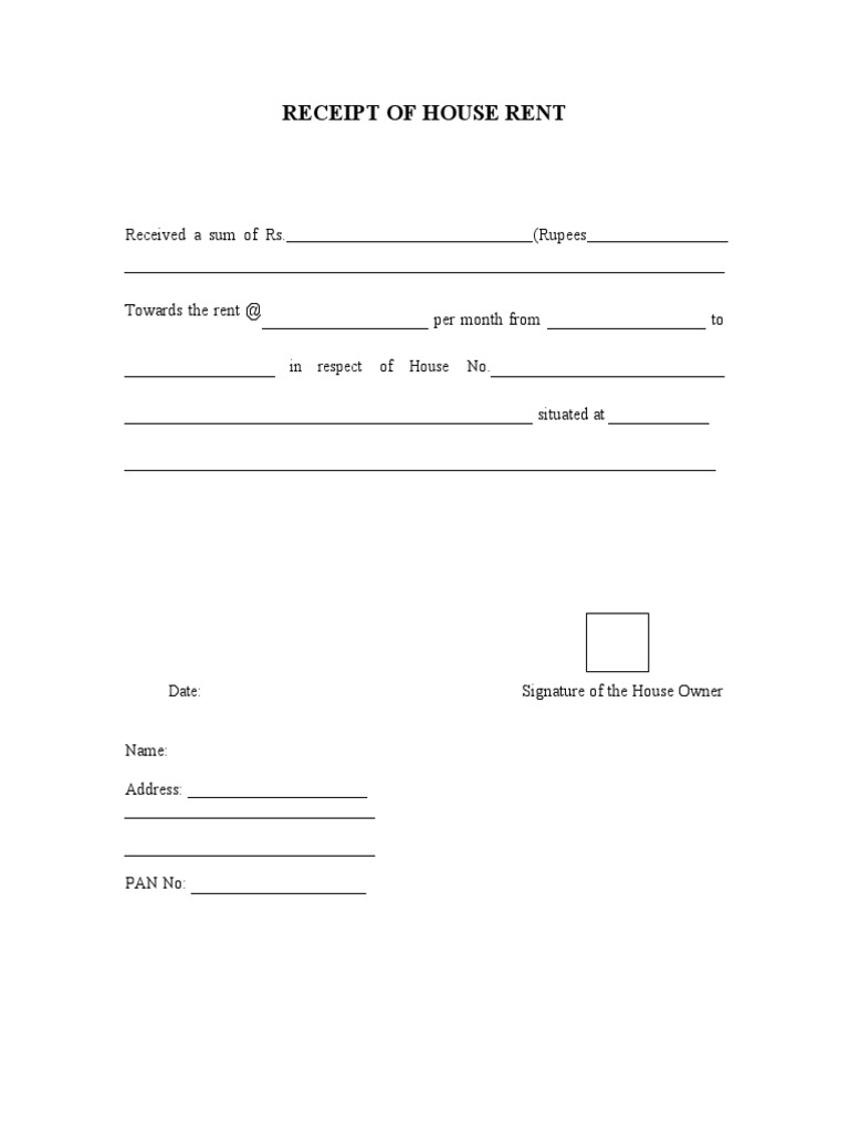 Receipt of House Rent | PDF