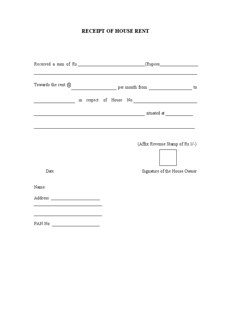 Basic Receipt of House Rent | PDF