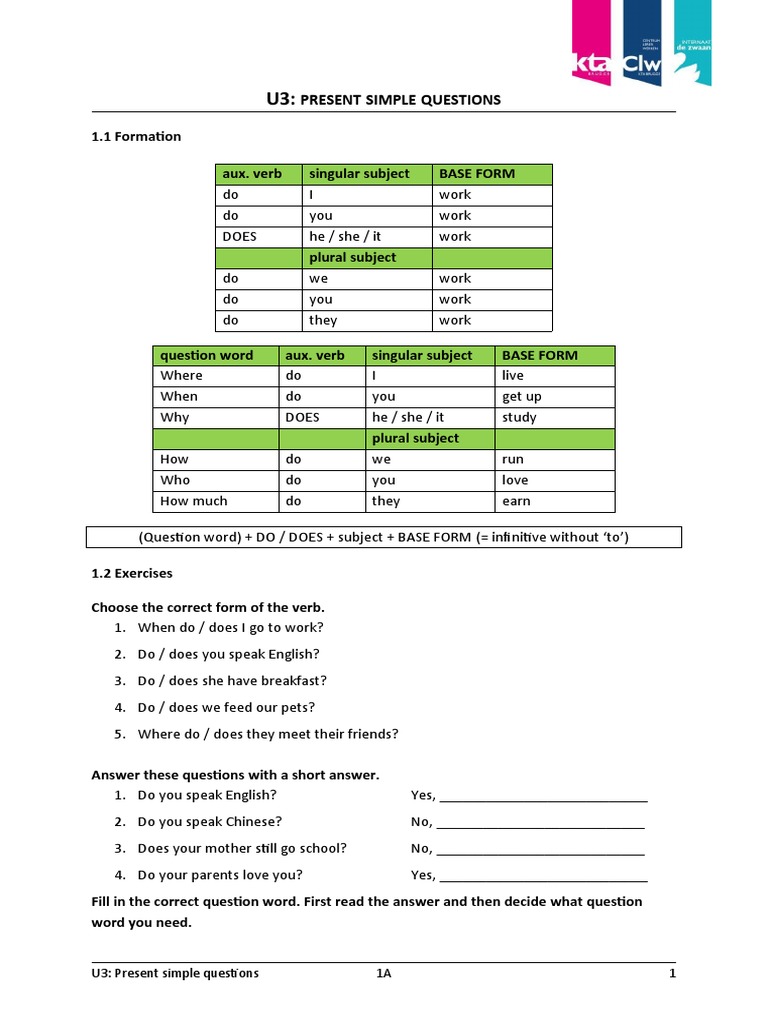 Present Simple Questions (Extra) | PDF | Language Mechanics ...