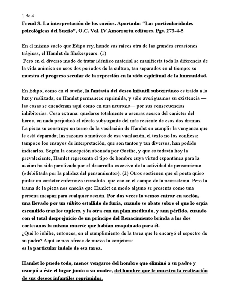 Hamlet Por Freud PDF | PDF | Aldea | Sigmund Freud