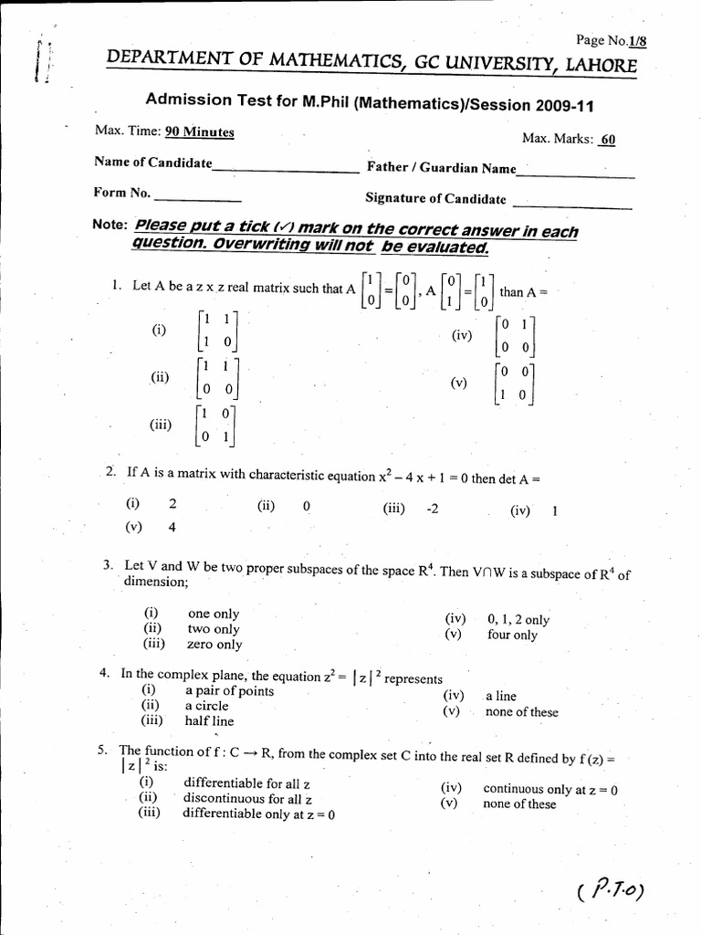 MS MPhil Math Sample 09-11 | PDF | Functions And Mappings ... MS MPhil Math Sample 09-11 | PDF | Functions And Mappings ...