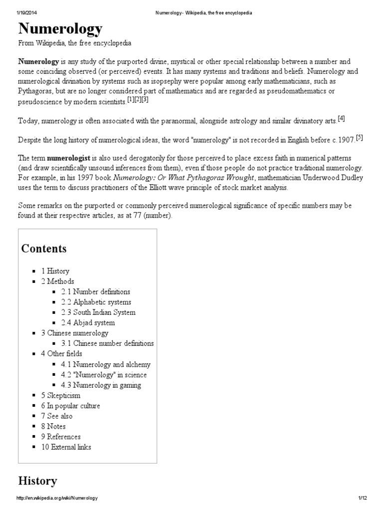 Numerology - Wikipedia, The Free Encyclopedia | PDF
