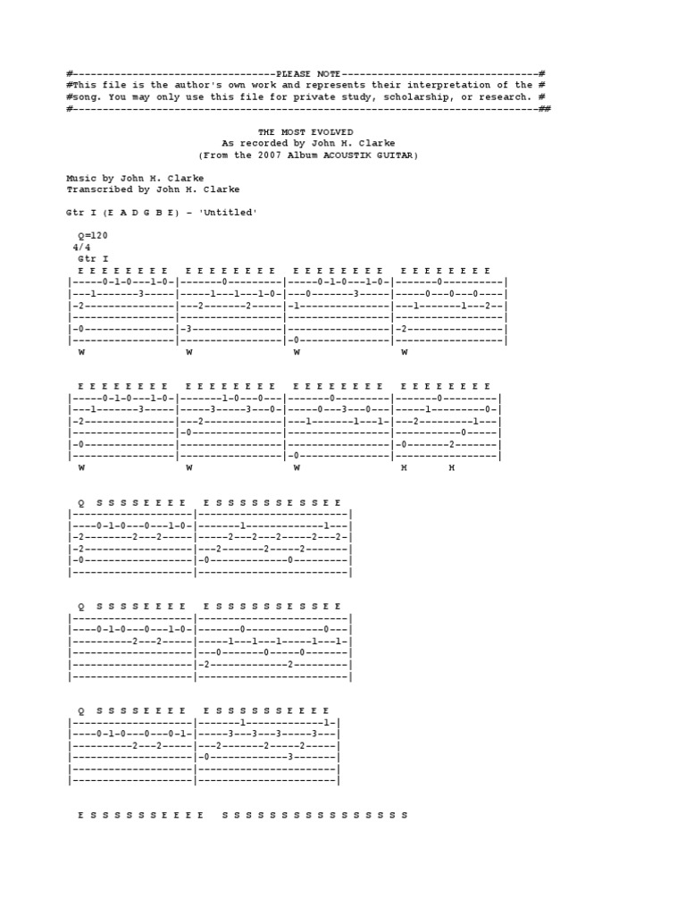 John H. Clarke: ASCII Guitar Tab | PDF | Irish Musical Instruments ...