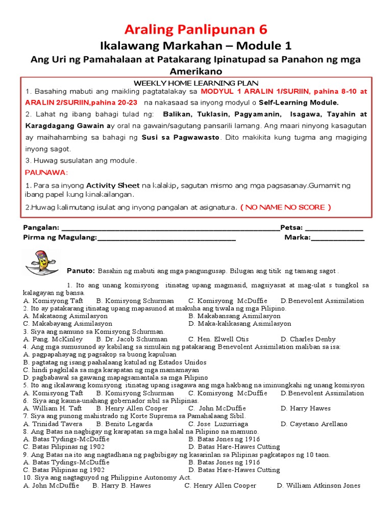 Araling Panlipunan 6 Q2 MODULE 1 S.Y. 2021 2022 WITH KEY ANSWER | PDF