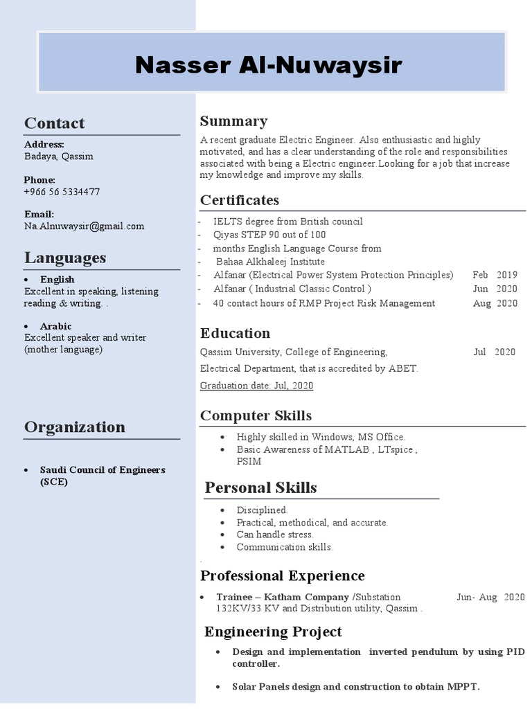 CV - Nasser Alnuwaysir | PDF | Engineering