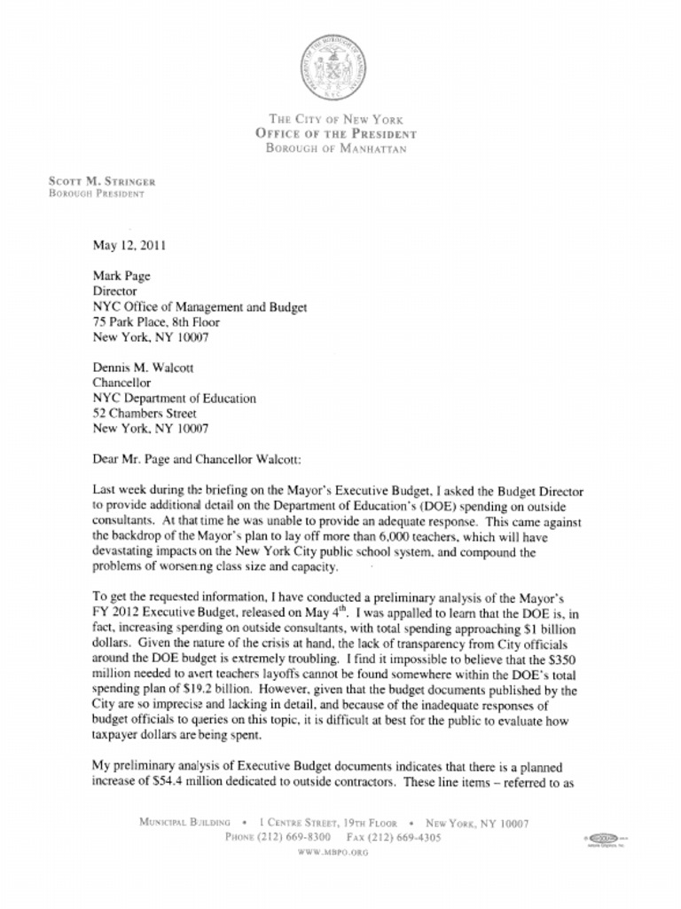 BP Stringer Letter To OMB Director Mark Page and Chancellor Walcott 5. ...
