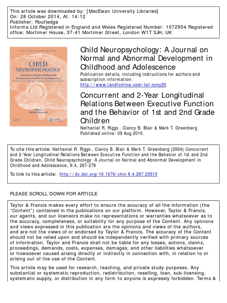 Riggs 2004 | PDF | Dependent And Independent Variables | Intelligence ...