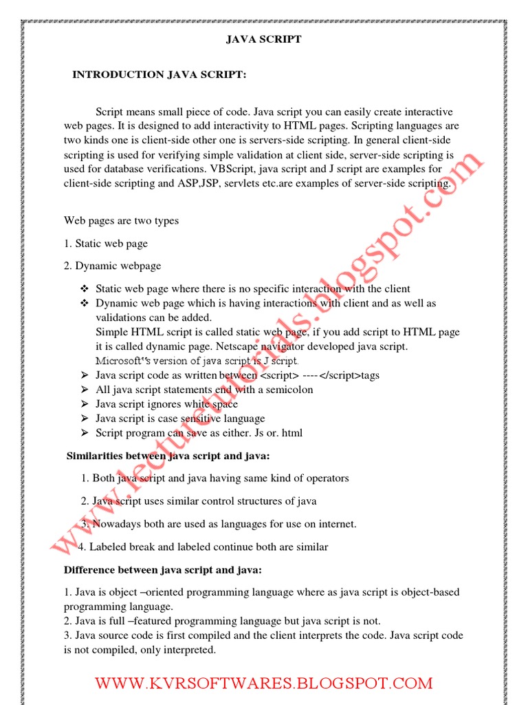WT Unit-2 Notes | PDF | Dynamic Web Page | Java Script WT Unit-2 Notes | PDF | Dynamic Web Page | Java Script
