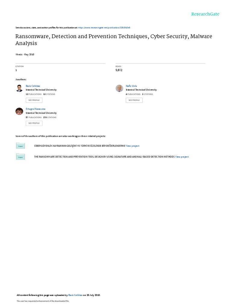 Ransomware, Detection and Prevention Techniques, Cyber Security, Malware Analysis | PDF ...