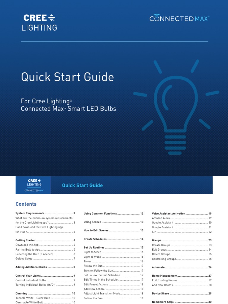 Quick Start Guide: For Cree Lighting Connected Max Smart LED Bulbs ...